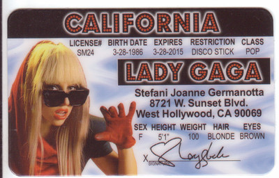 Lady GAGA rock star plastic collector card Drivers License | eBay
