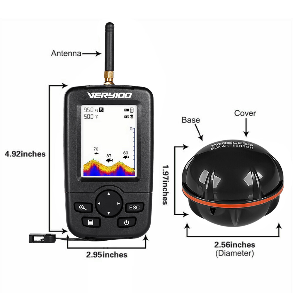 100M Depth Wireless LCD Fishfinders with Sonar Sensor Rechargeable Fish ...
