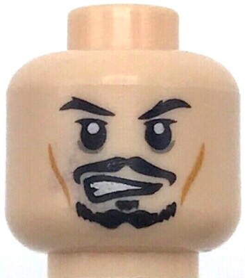 Lego New Light Flesh Minifig Head Dual Sided PotC Jack Black Moustache ...