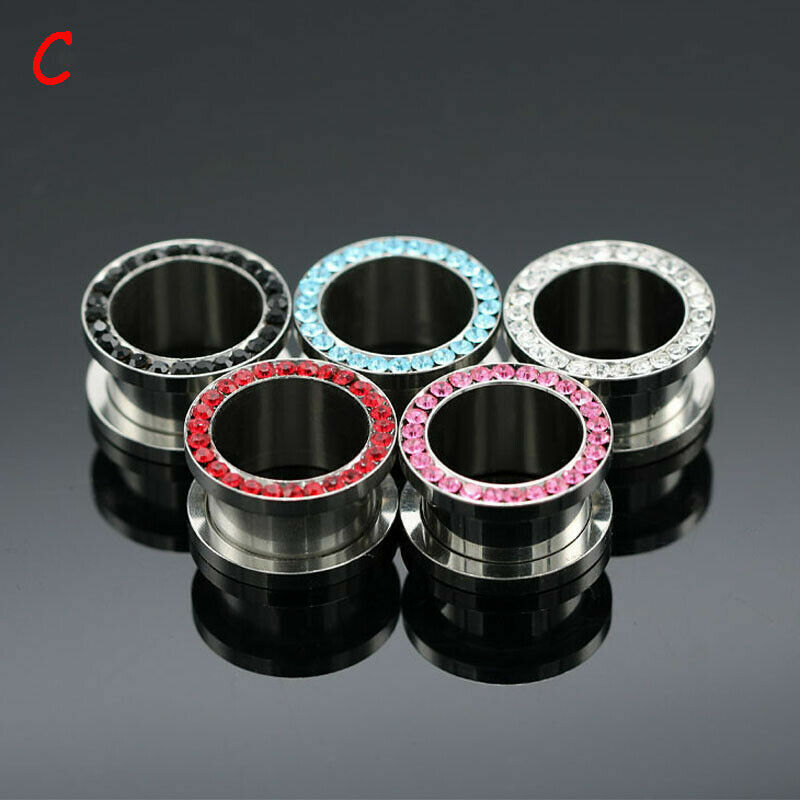 1x Stainless Steel Screw Ear Gauges Flesh Tunnels Plugs Stretchers