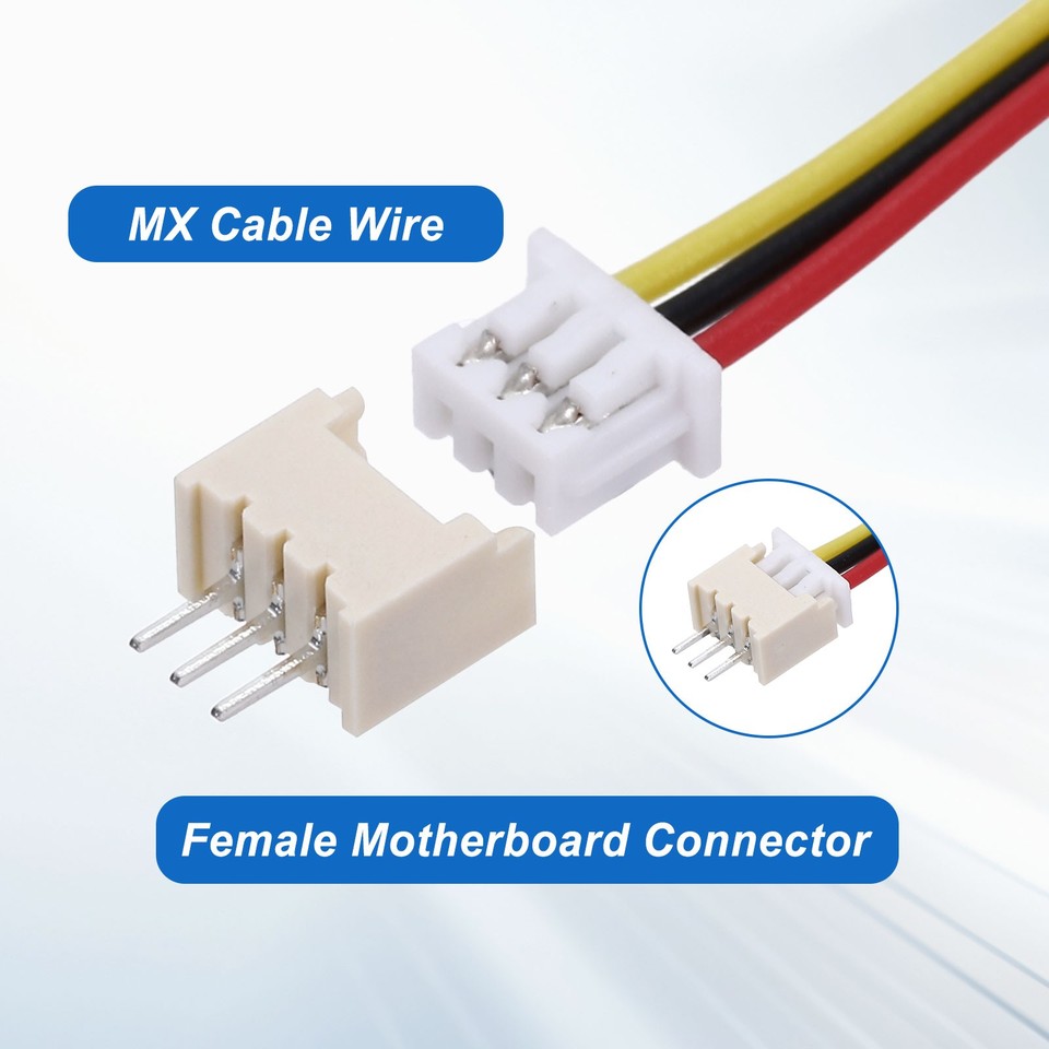 10pcs 3 Pin Single Head Male Connector with Cable and Female Board ...