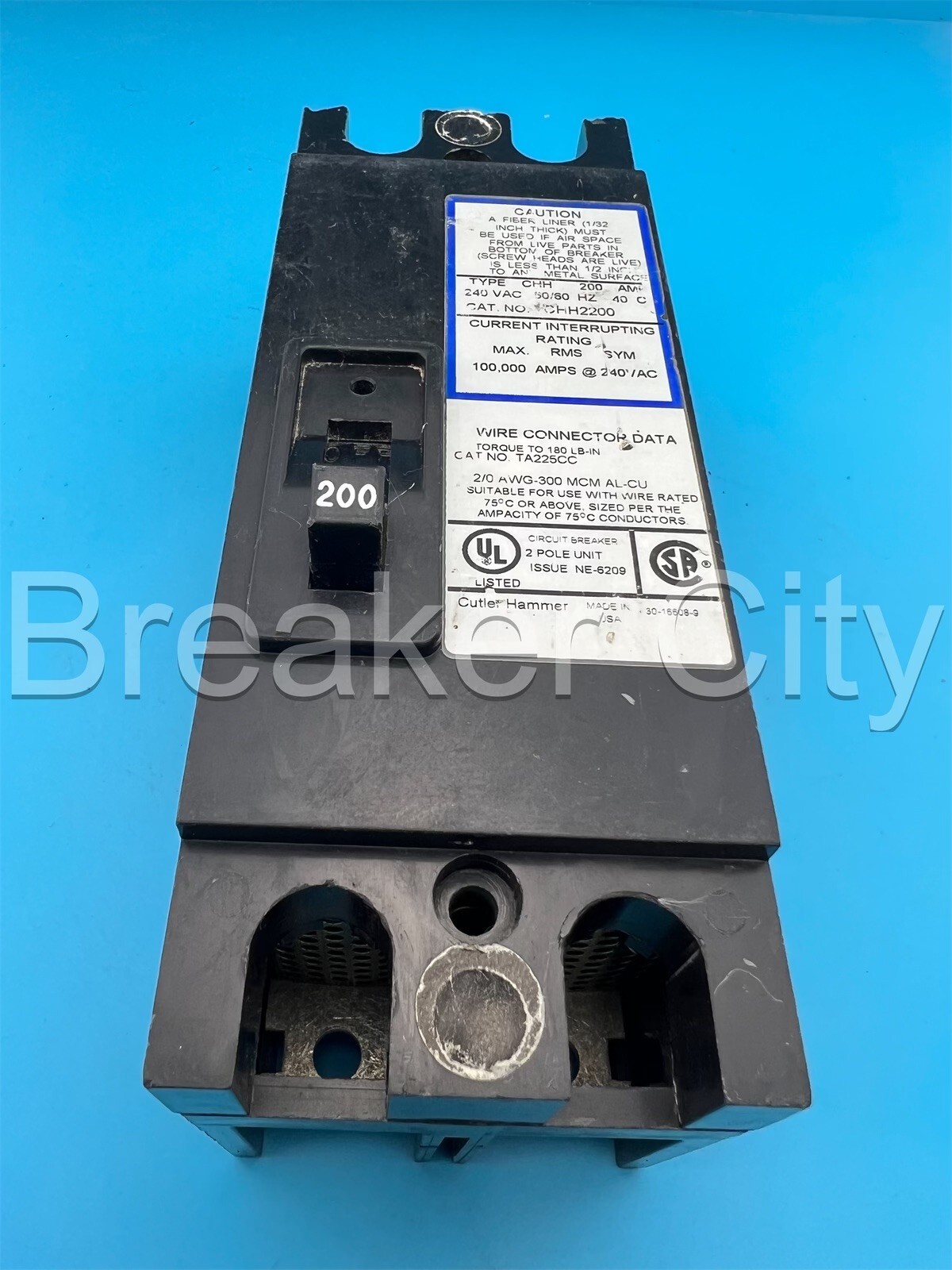 Cutler Hammer CHH2200 200 Amp 2 Pole Circuit Breaker CHH 240V 200A ...