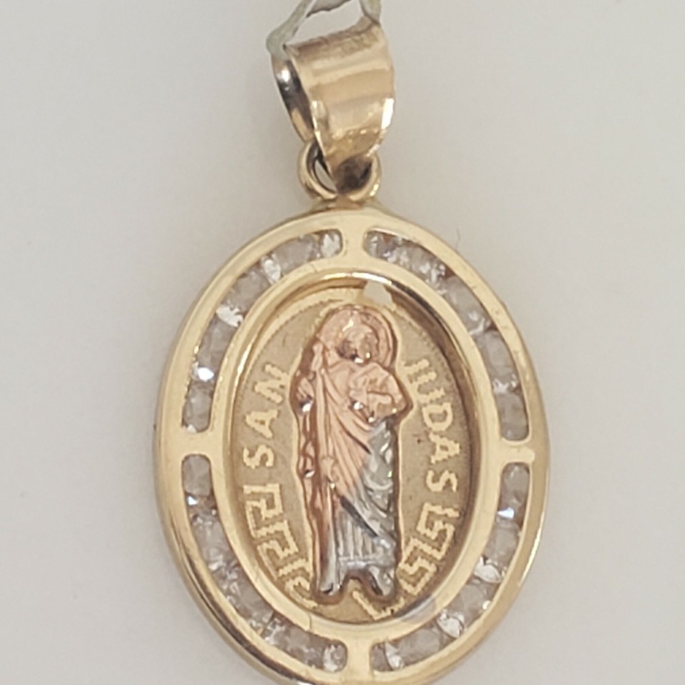 14k gold san judas saint jude pendant charm 1 inch long oval | eBay