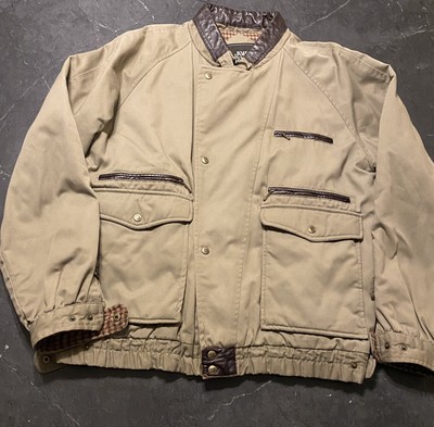 John Henry Jacket Size L Khaki Color Plaid Lining Zipper Pockets | eBay