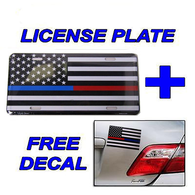 USA First Responder Thin Red Blue Line 6"x12" License Plate Sign Plus ...