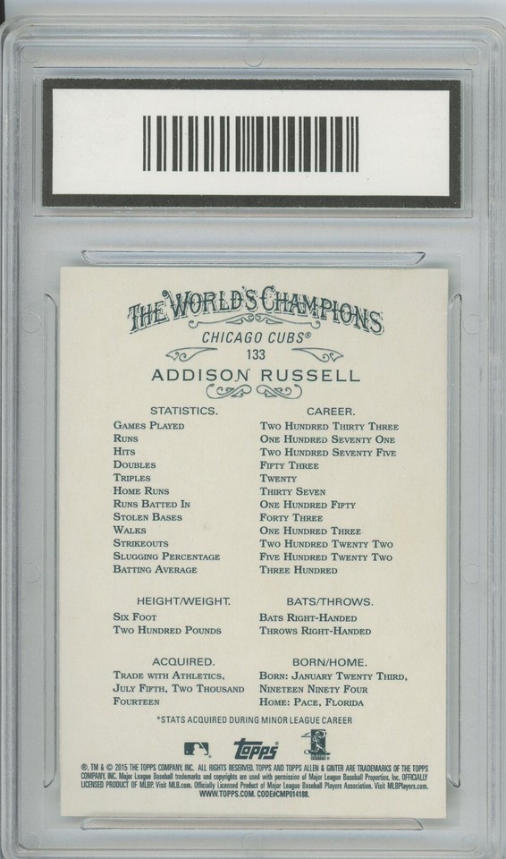 2015 Allen & Ginter's - #133 Addison Russell - PGA 10 - RC | eBay