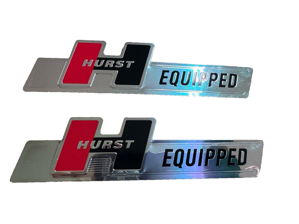 HURST EQUIPPED HURST SHIFTER SHIFTERS VINTAGE METAL THIN PLAQUE EMBLEMS ...