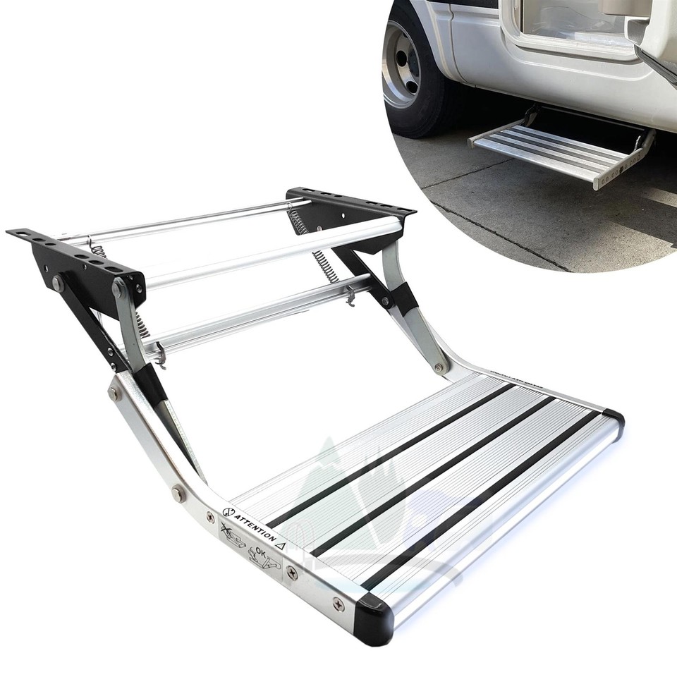 ADVENTURER MANUAL CARAVAN STEP + LED LIGHT SINGLE LIGHTWEIGHT FOLD UP ...