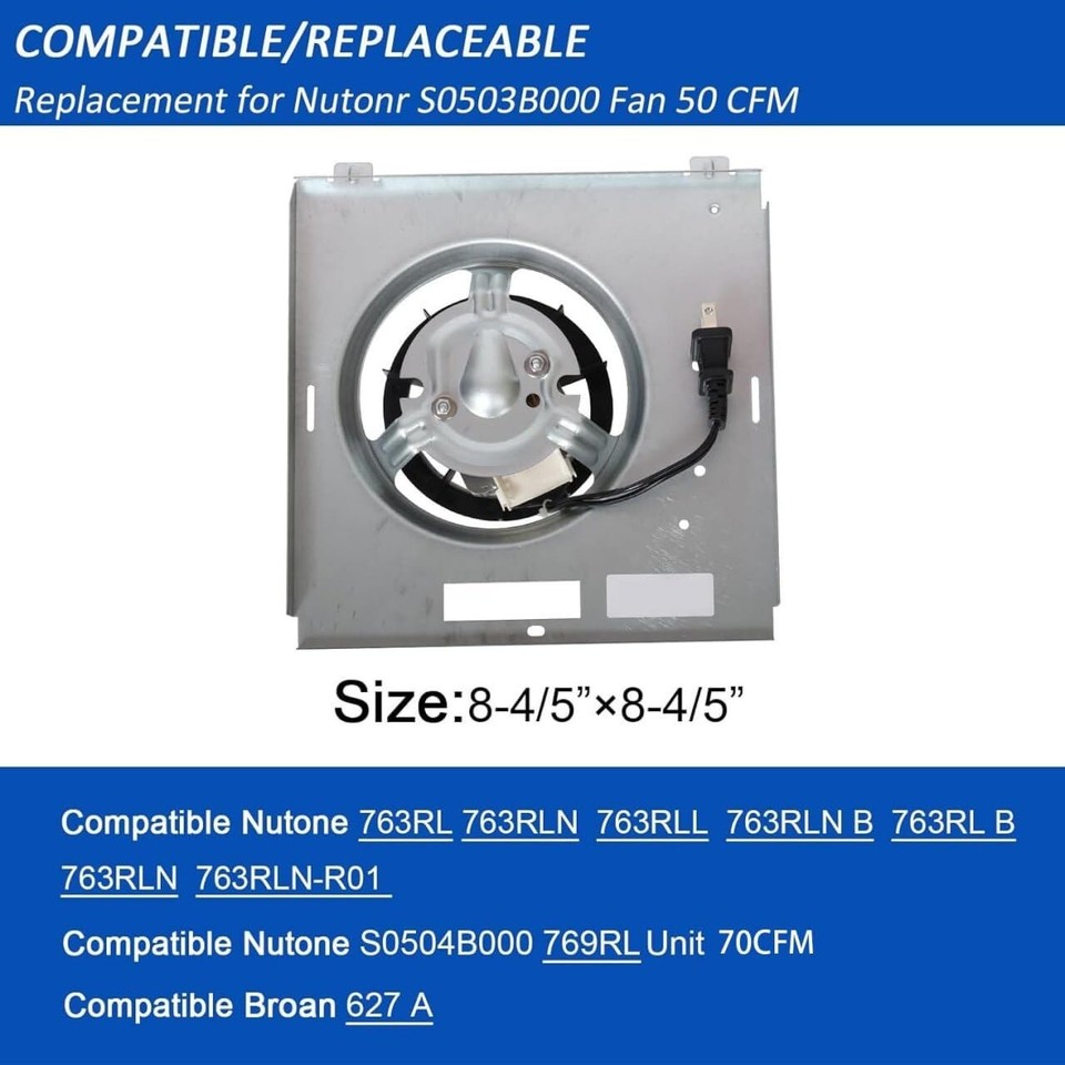 Bathroom Fan Motor Assembly 120V 1.0A For NuTone 663l/669l 763RLN 763RL ...