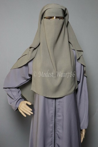 Saudi Style Muslim Women Niqab Burqa Veil Hijab Three Layer Chiffon ...