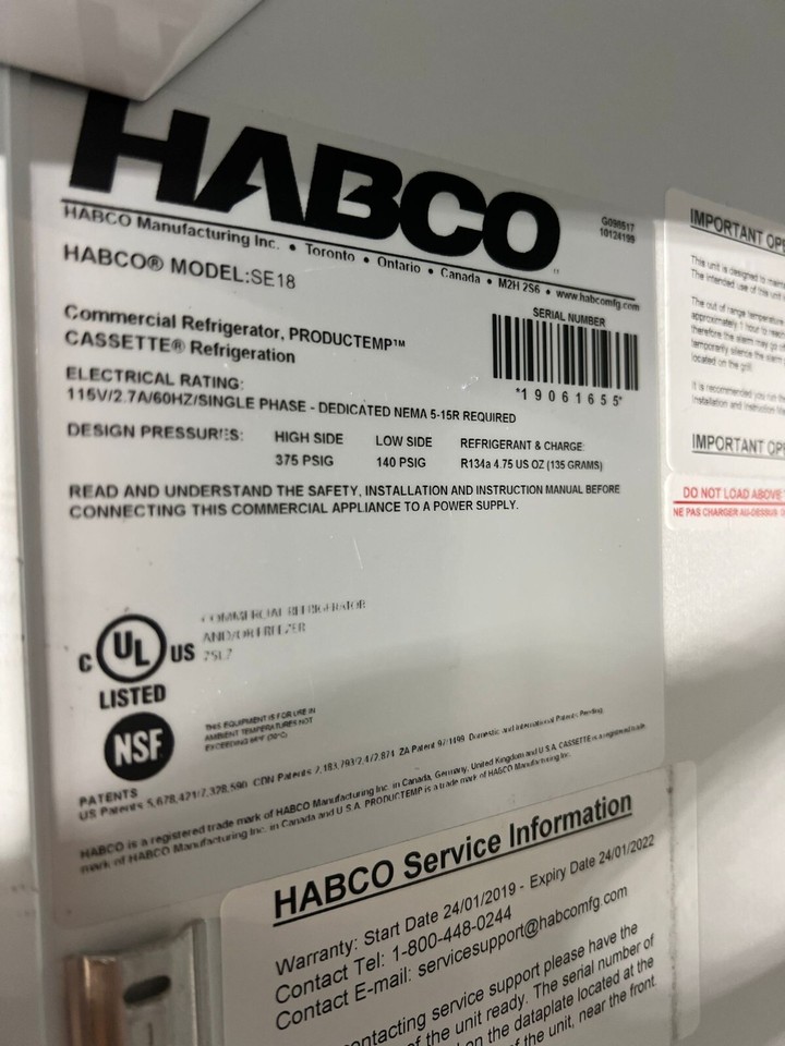Habco SE-18 Glass Door Reach-in Refrigerator | eBay