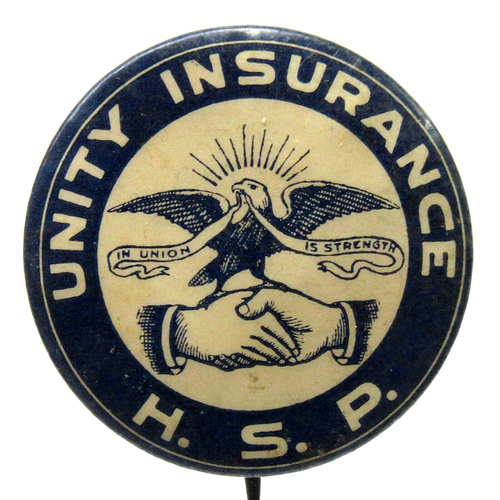 1920's or earlier UNITY INSURANCE H.S.P. 1.25" pinback button New ...