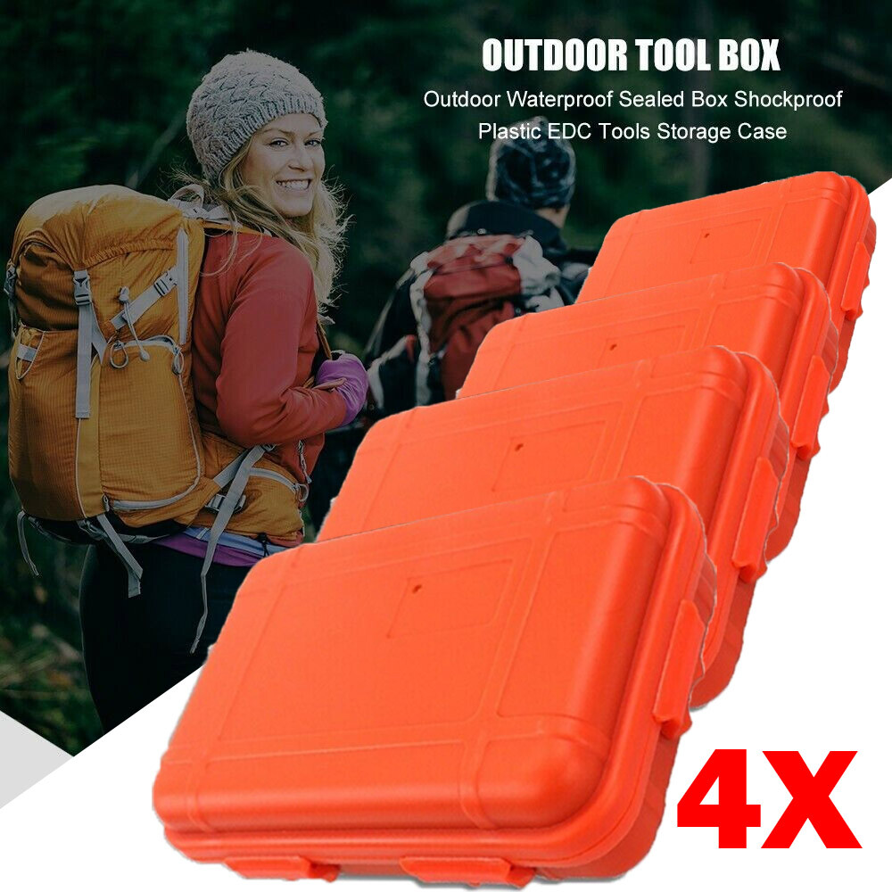 4pcs Orange Outdoor Waterproof Sealed Box Sealed Storage Moisture-proof ...