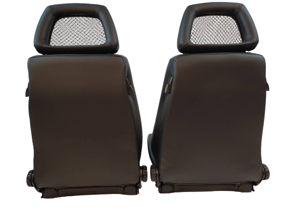 Recaro LX Black Leather Net Headrest Seats PAIR OF AUTHENTIC | Full Set ...