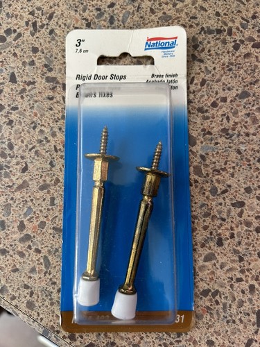 National Hardware 3” Brass Finish Rigid Door Stops (2 Pack) V231 N154 ...
