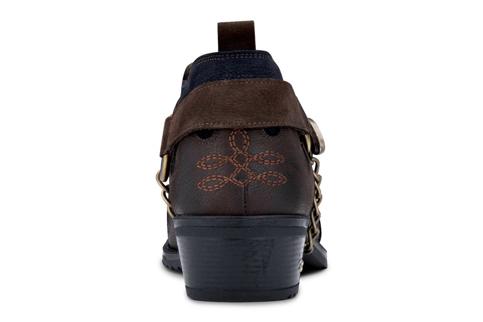Men's Real Leather Western Shoes Blue Cuban Metal Chain Cowboy ...
