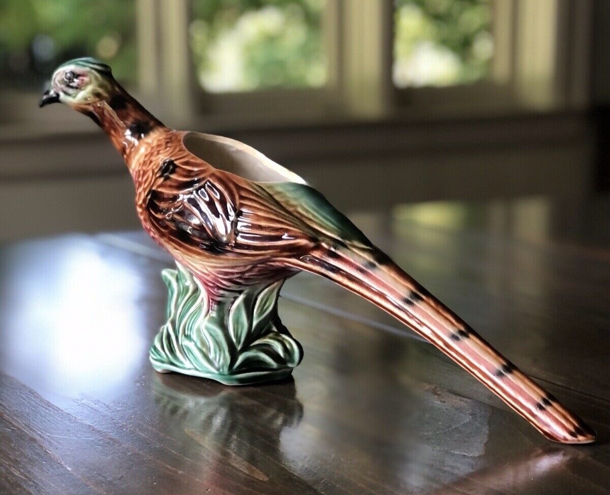 Vintage Planter With Pheasants Vintage Multicolored Ceramic Pheasant