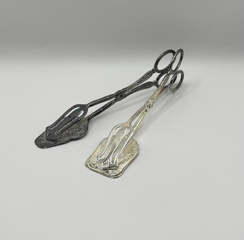 Set Of 2 International Silver EP Zinc Alloy Scissor Tongs Serving Salad ...