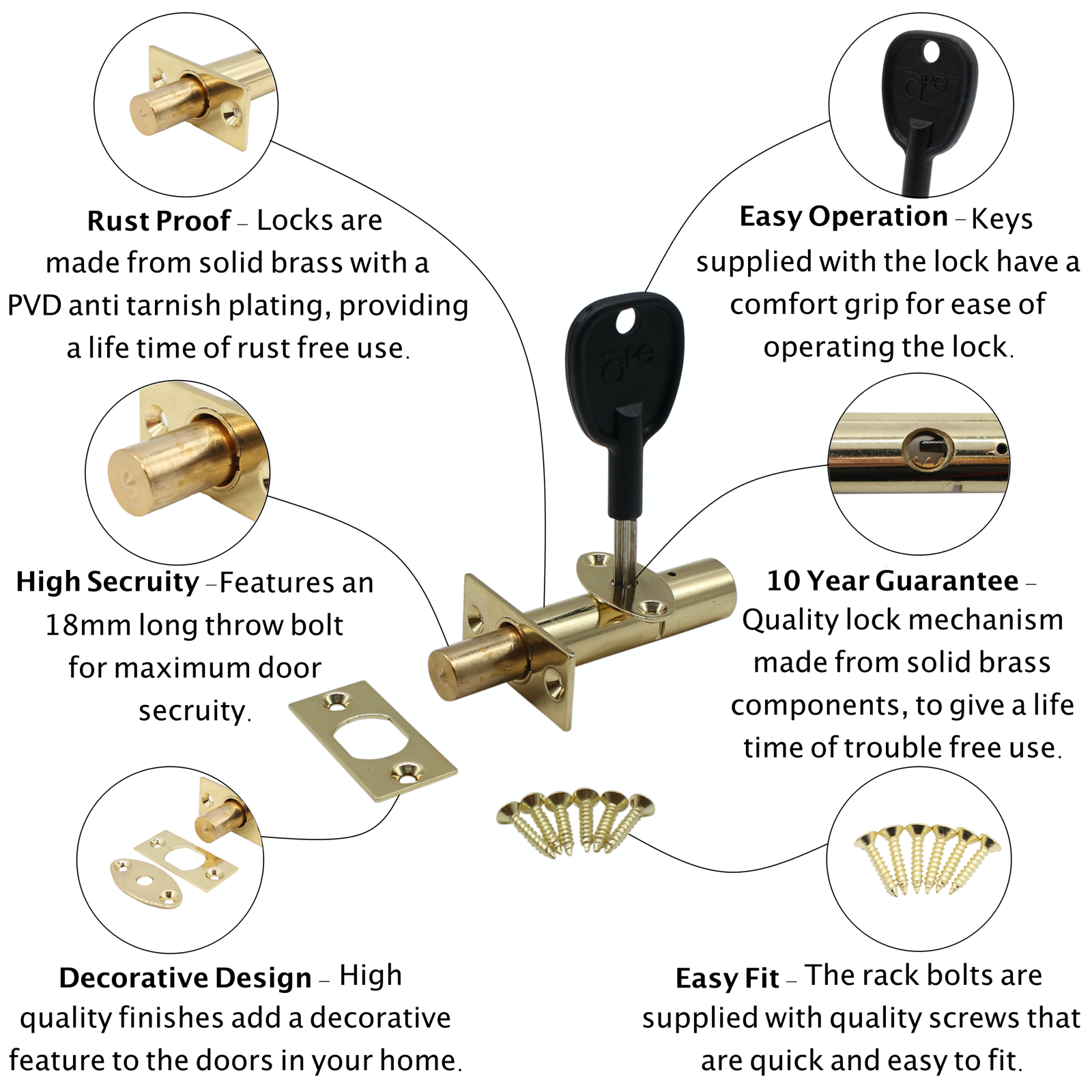 Rack Mortice Bolt Door SECURITY Star Key Locks Extra Star Key 5 ...