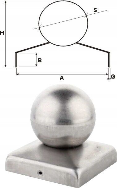 Post cap square with ball 100 mm for fence posts 100x100 mm galvanized ...