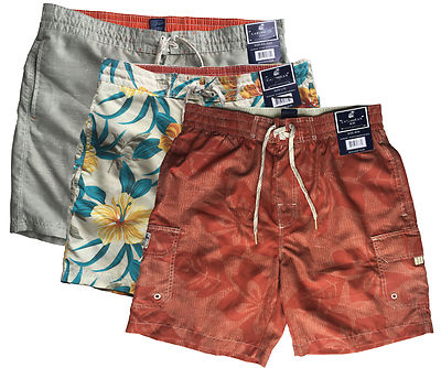 Caribbean Joe Men's Cargo Style Comfortable Swim Trunks Mesh Lined Surf ...