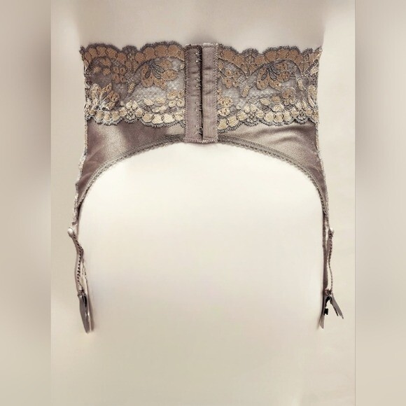 LOU Intimate French Vintage Silver Gold Lace Garter Belt. Made in ...