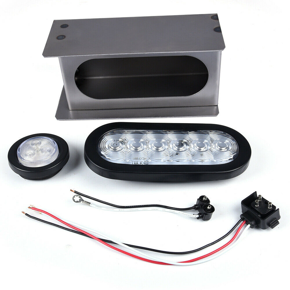 2x Fit For Truck LED Trailer Steel Box Kit W/ 6" Oval Tail Light 2 ...