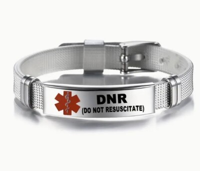 DNR Do Not Resuscitate Medical Alert Bracelet Stainless Steel Wristband ...