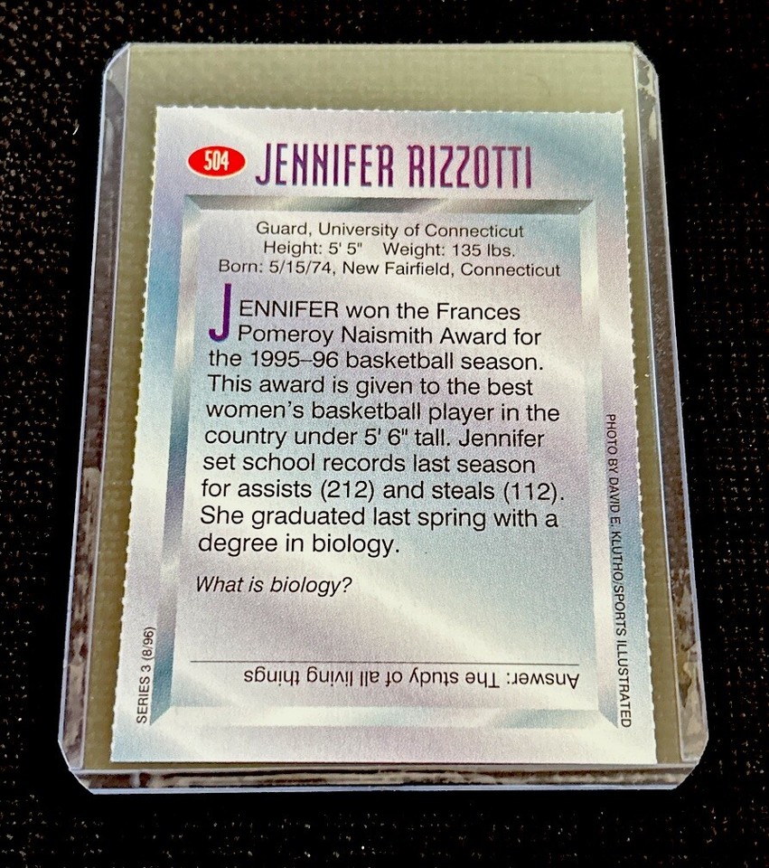 JENNIFER RIZZOTTI Rookie 1997 WNBA Sports Illustrated for Kids SI UCONN ...
