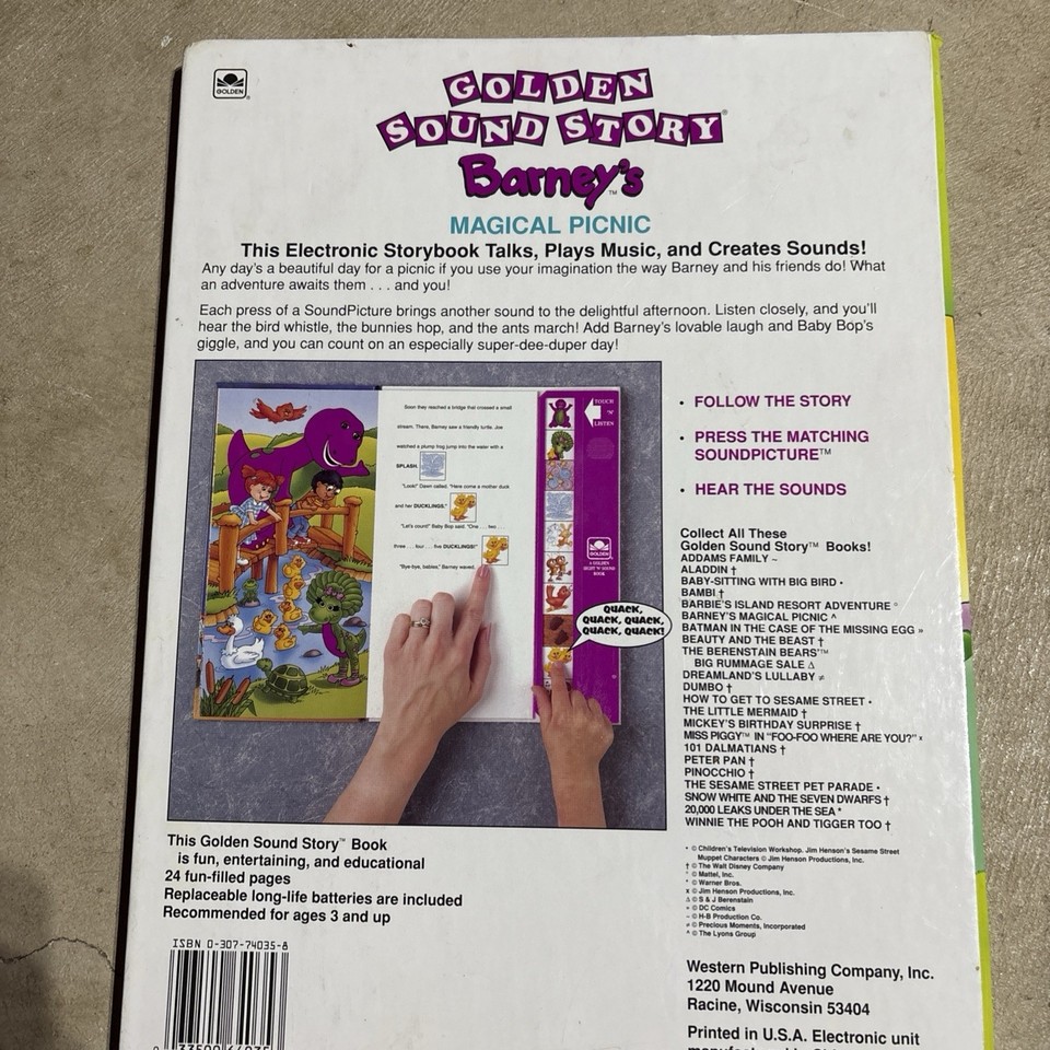 VTG. BARNEY'S MAGICAL PICNIC Golden Sound Story (1993) Sight 'N' Sound ...