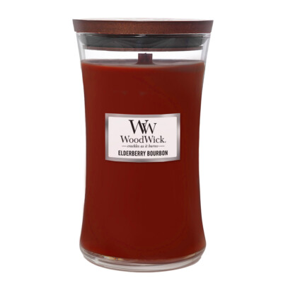 WoodWick 609g Scented Soy Wax Candle Fragrance Elderberry Bourbon Large ...