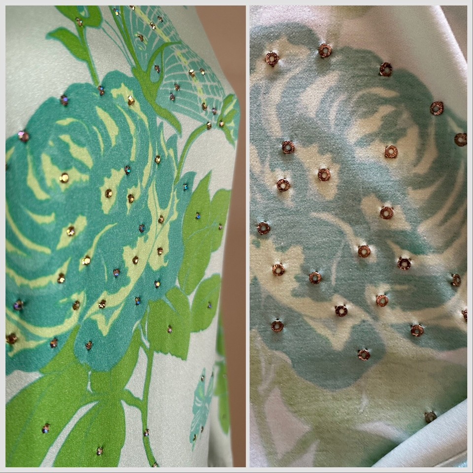 1970s Gilberts For Tally Butterfly Rhinestone & Rose Disco Shirt w ...