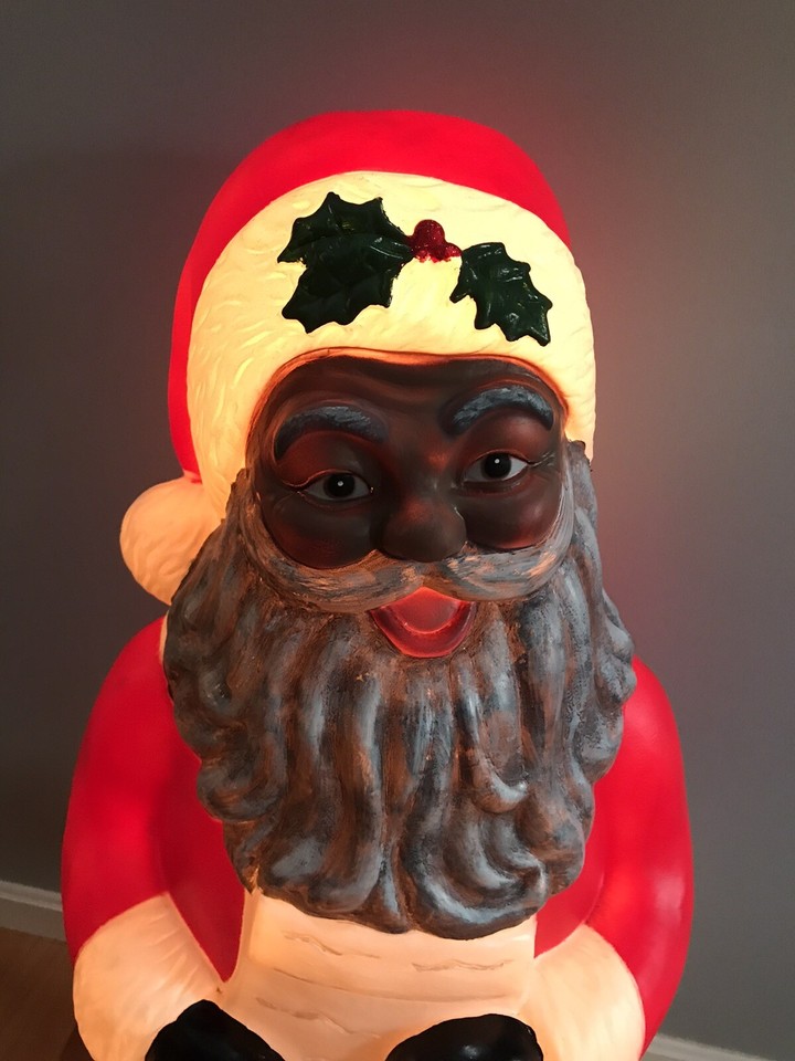 Santa Black African American Light Up Lighted Christmas Decoration 40 ...
