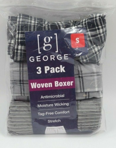 George Mens 3 Pack Multi Color Woven Boxer Underwear Size Small NEW | eBay