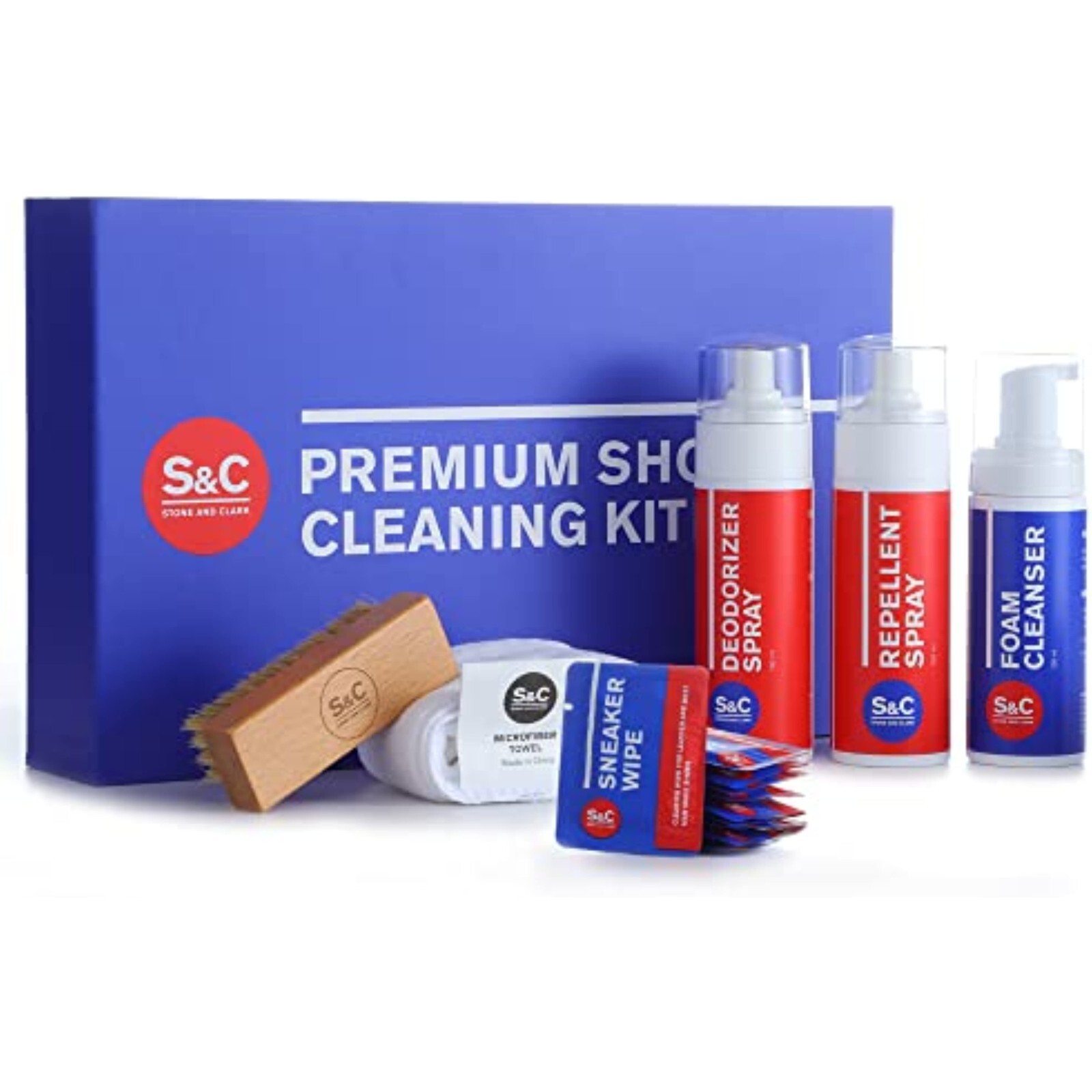 Premium Shoe Sneakers Cleaning Kit Foam Protector Deodorizer Brush ...
