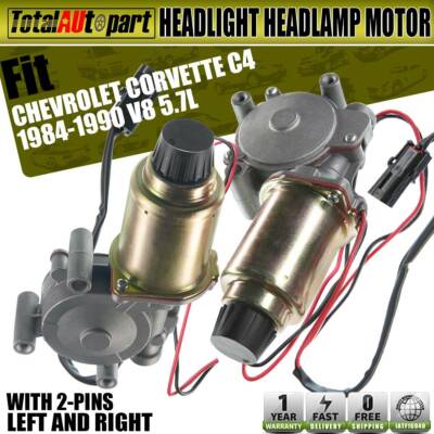 2x Headlight Headlamp Motor w/ 2 Wires Left & Right for Chevy Corvette ...