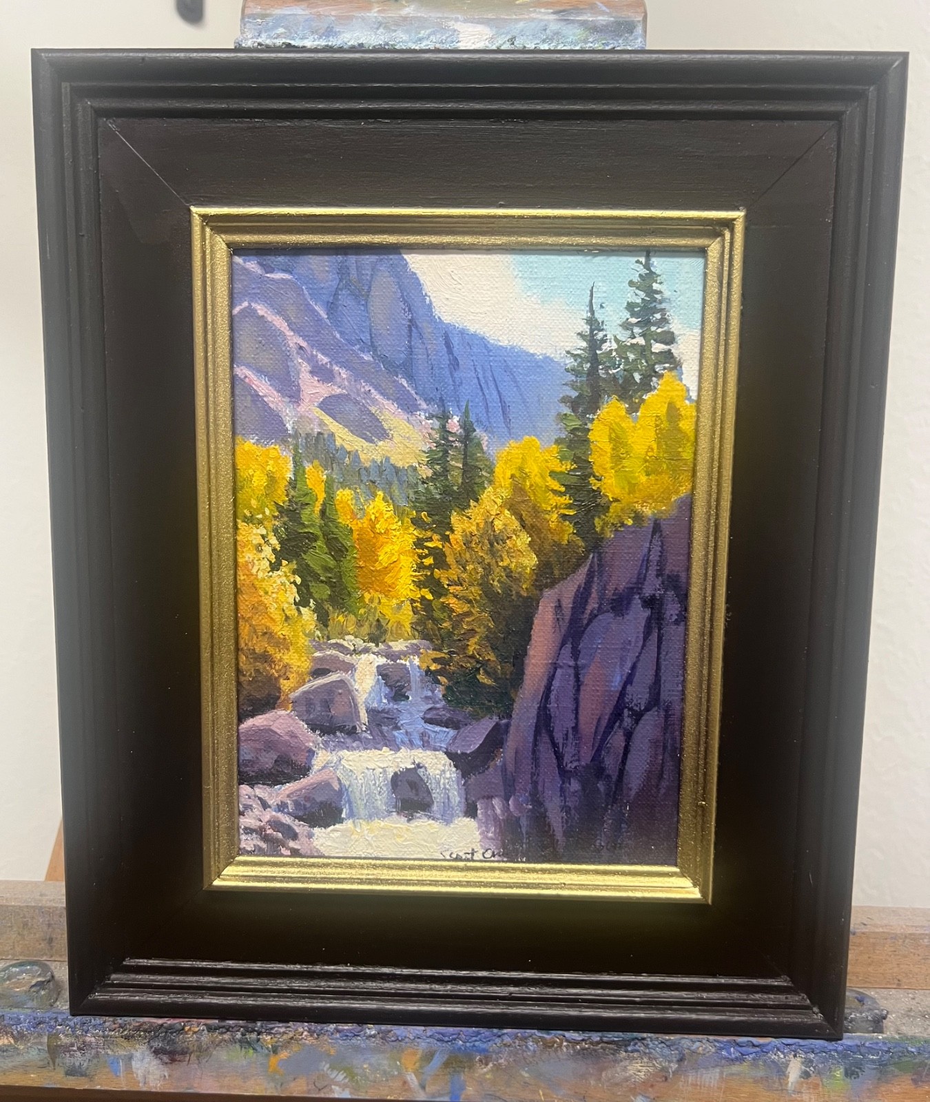 original oil painting on lenin canvas framed with plein air style frame ...