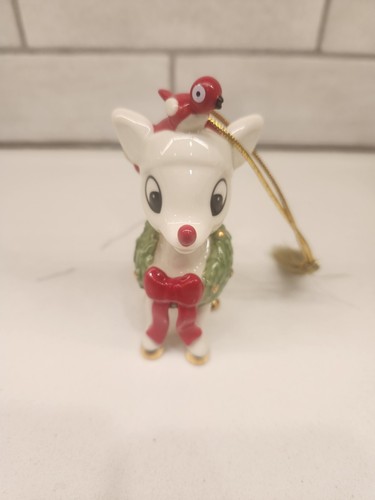 Lenox 2023 Rudolph With Wreath and Cardinal Friend Christmas Ornament ...