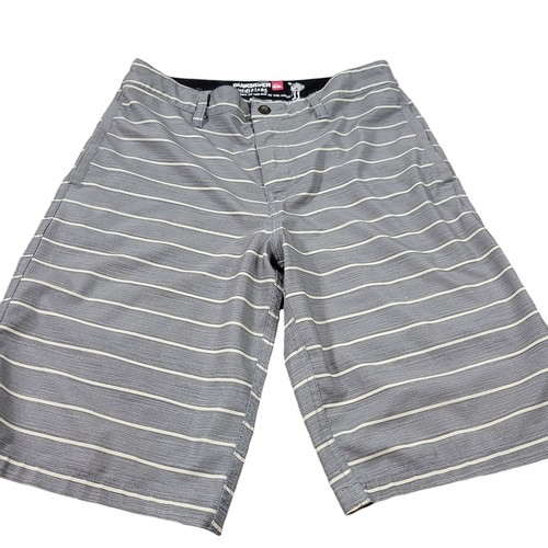 Quicksilver Amphibian Shorts Mens 29 Gray Beige Striped Board Surf ...