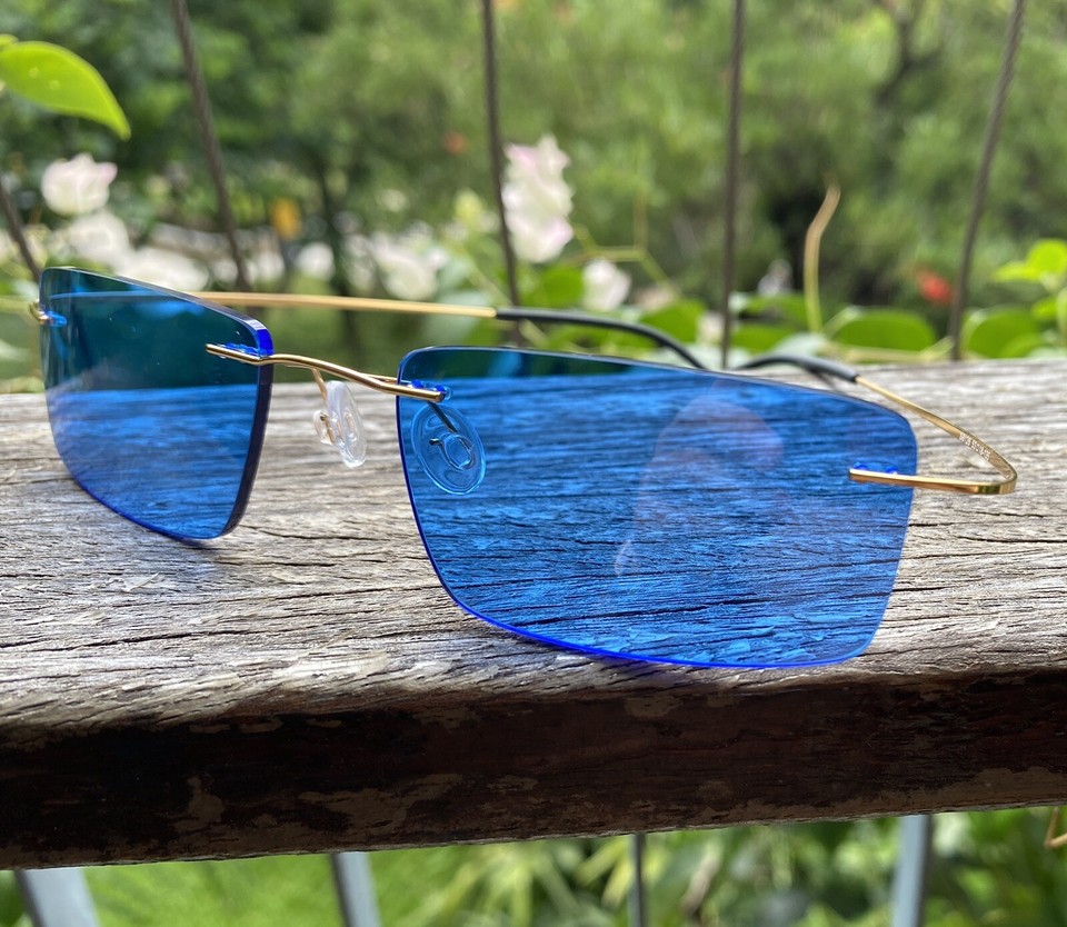 Men’s Titanium blue Sunglasses Hingeless Rimless Flexailble blue ...