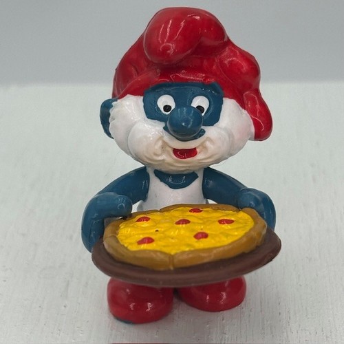 Smurfs 20180 Pizza Pie Papa Smurf Food Vtg PVC Figure Schleich Peyo ...