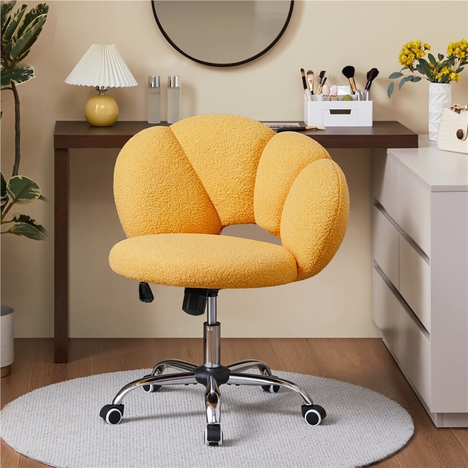 Boucle Desk Chair Cloud-shaped Vanity Chair Adjustable Swivel Home ...
