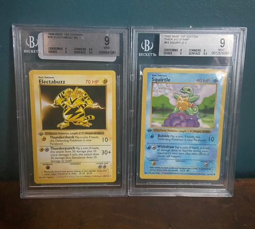BGS 9 Electabuzz + Squirtle 1st Edition Shadowless Rare Base Set 1999 ...
