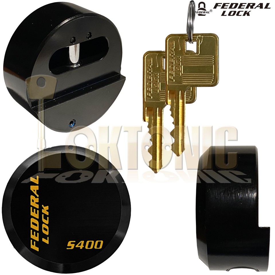 Federal FD6336 Solid Steel Bracket Hasp + Puck Lock Padlock Shed Van ...