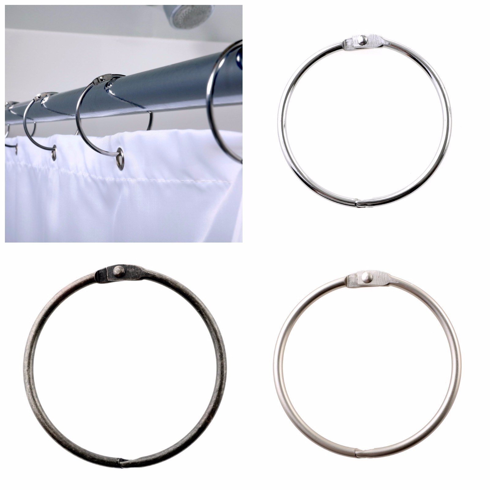 Round Shower Curtain Rings: Brushed Nickel, Bronze & Chrome Shower ...