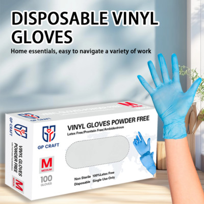 Disposable Vinyl Gloves, Food Safe, Latex-Free Powder-Free Blue Plastic ...