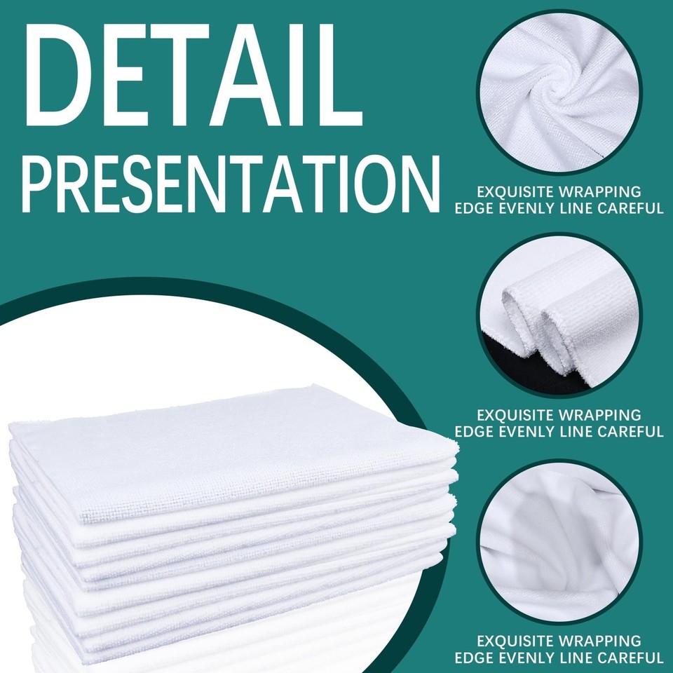 10 pcs Sublimation Towels Blank,12 x 12 Inch white microfiber towels ...