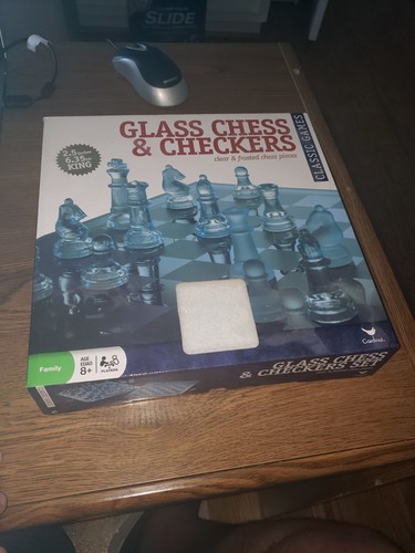 NEVER USED!!! Glass Chess & Checkers Set by Cardinal (Clear & Frosted ...