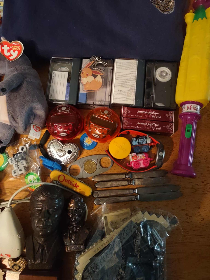 Huge Junk Drawer Lot LAPD Sweatshirt LEGO Knifes BSA Toys TY Beanie ...