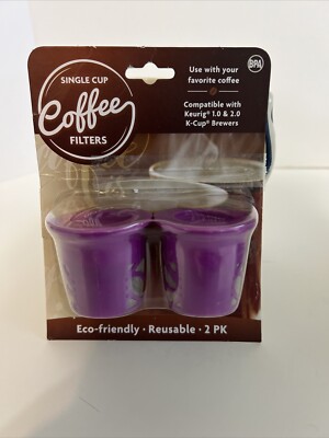 Single Cup Coffee Filters Eco-friendly Reusable 2PK Keurig Compatible w ...